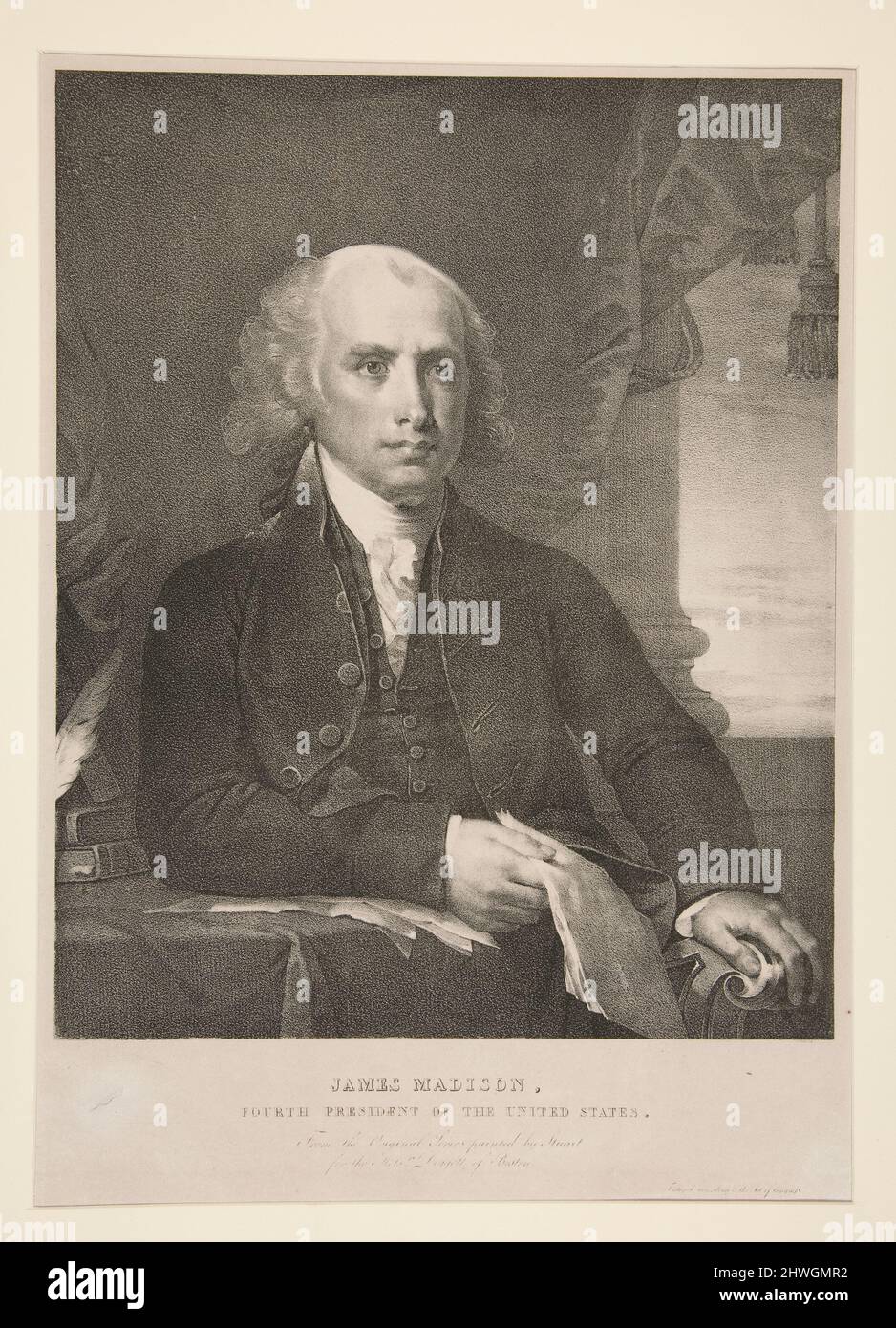 James Madison. Lithographer: Unknown After: Gilbert Stuart, American ...
