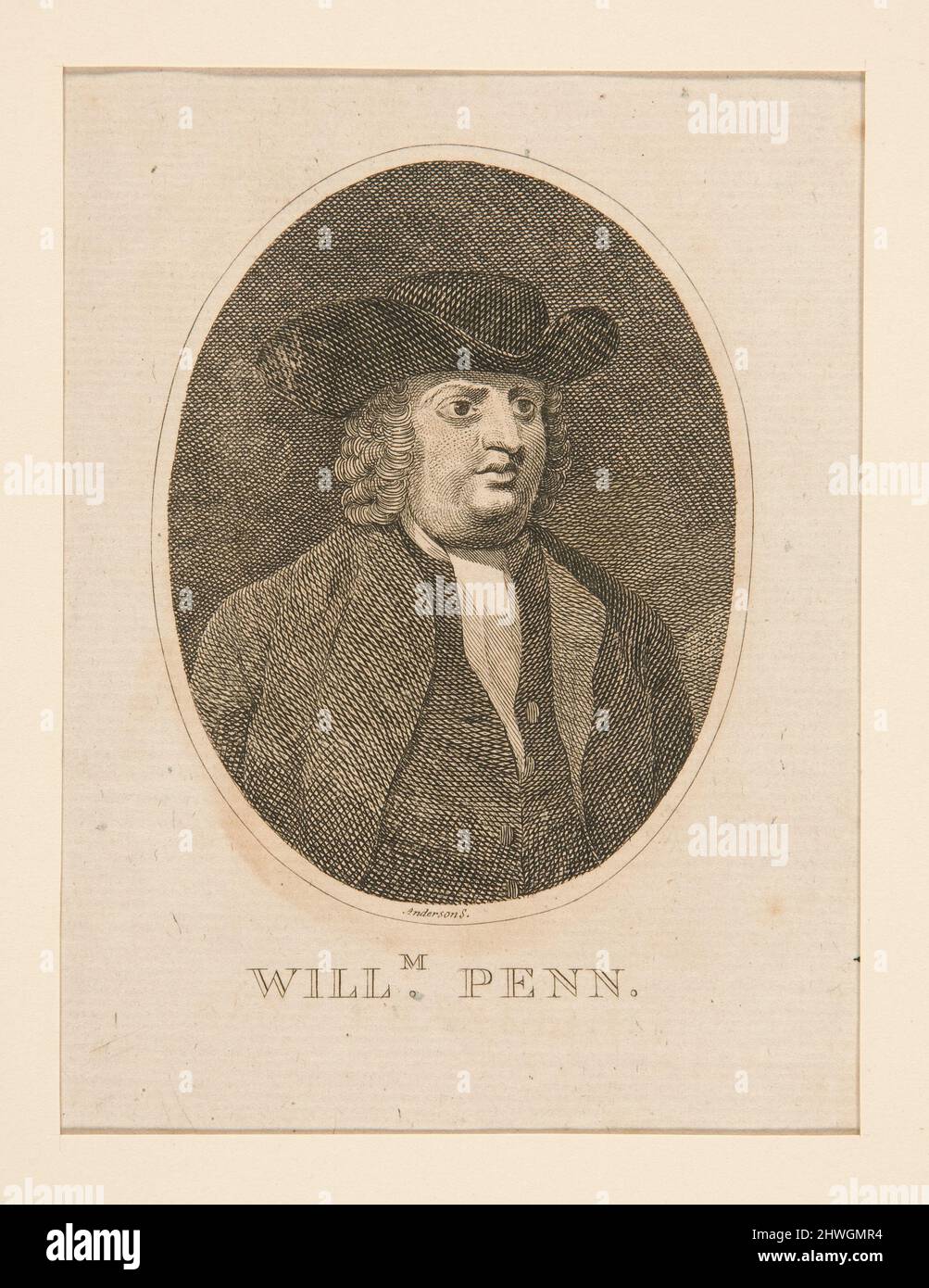 William Penn. Engraver: Anderson, American, active 19th century Stock Photo - Alamy