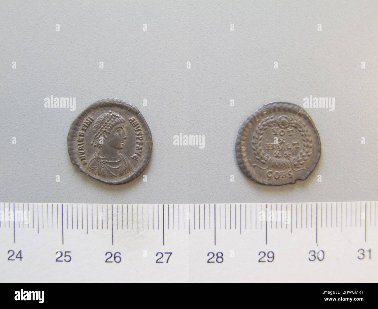 1 Nummus of Valentinian II, Emperor of Rome from Constantinople. Ruler ...