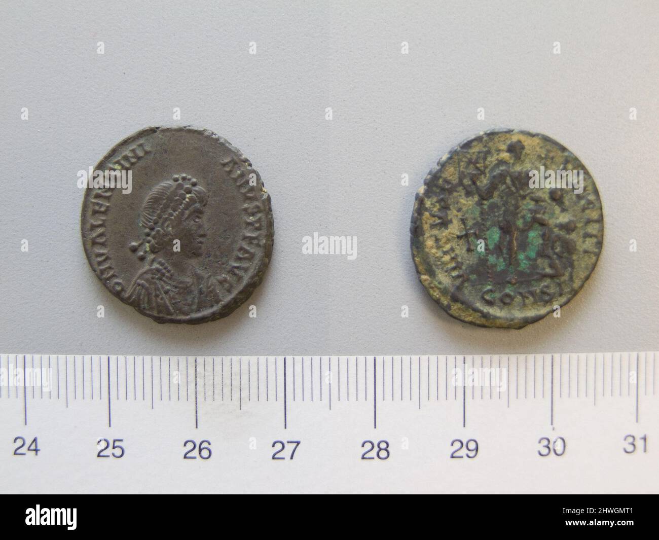 1 Nummus of Valentinian II, Emperor of Rome from Constantinople. Ruler ...