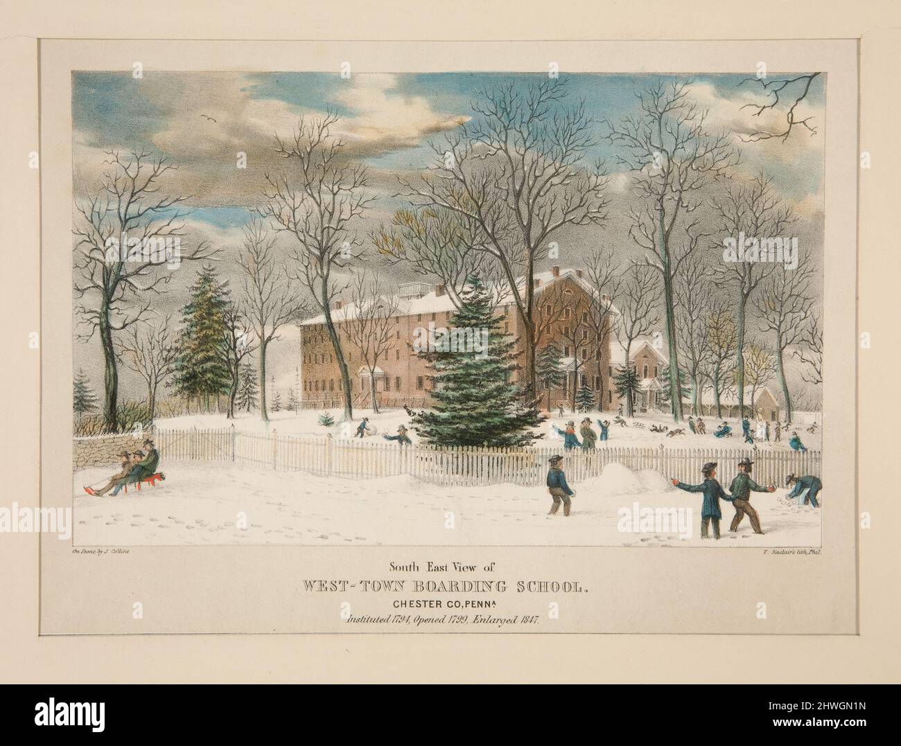 West-Town Boarding School (south east view), Chester Co., Pa.. Artist ...