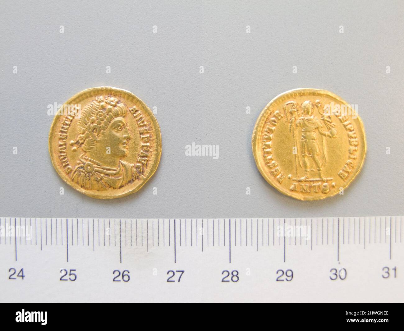 Solidus of Valentinian I, Emperor of Rome from Antioch. Ruler ...