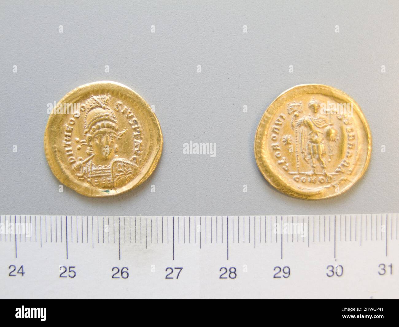 Solidus of Theodosius II, Emperor of Rome from Constantinople. Ruler ...