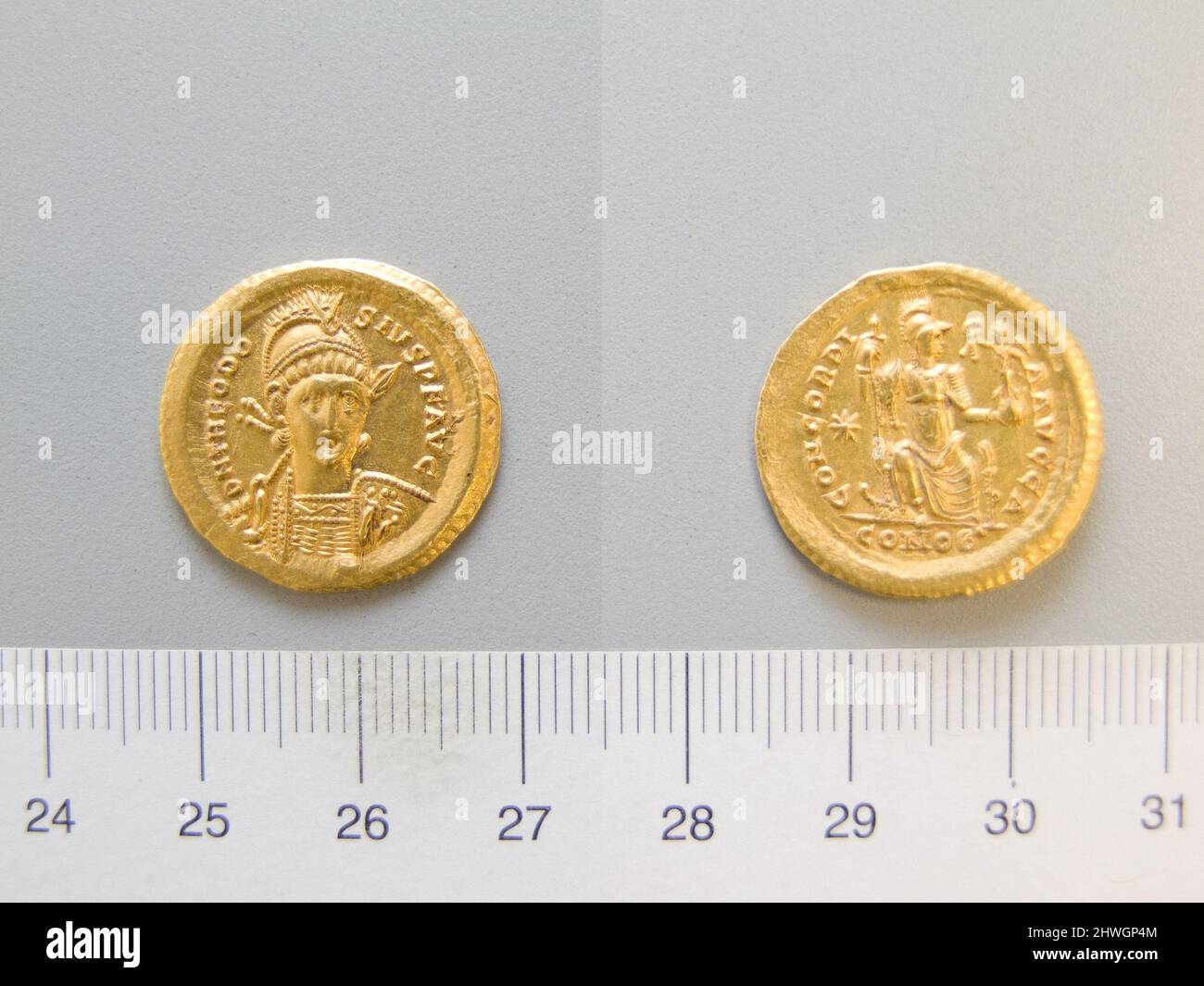 Solidus of Theodosius II, Emperor of Rome from Constantinople. Ruler ...