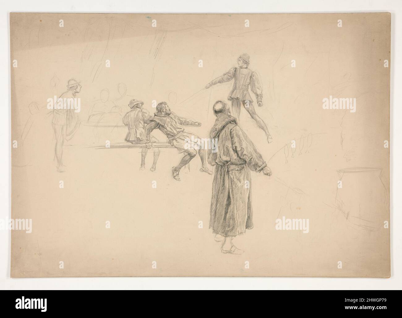 Figure drawing. Artist: Edwin Austin Abbey, American, 1852–1911, M.A ...