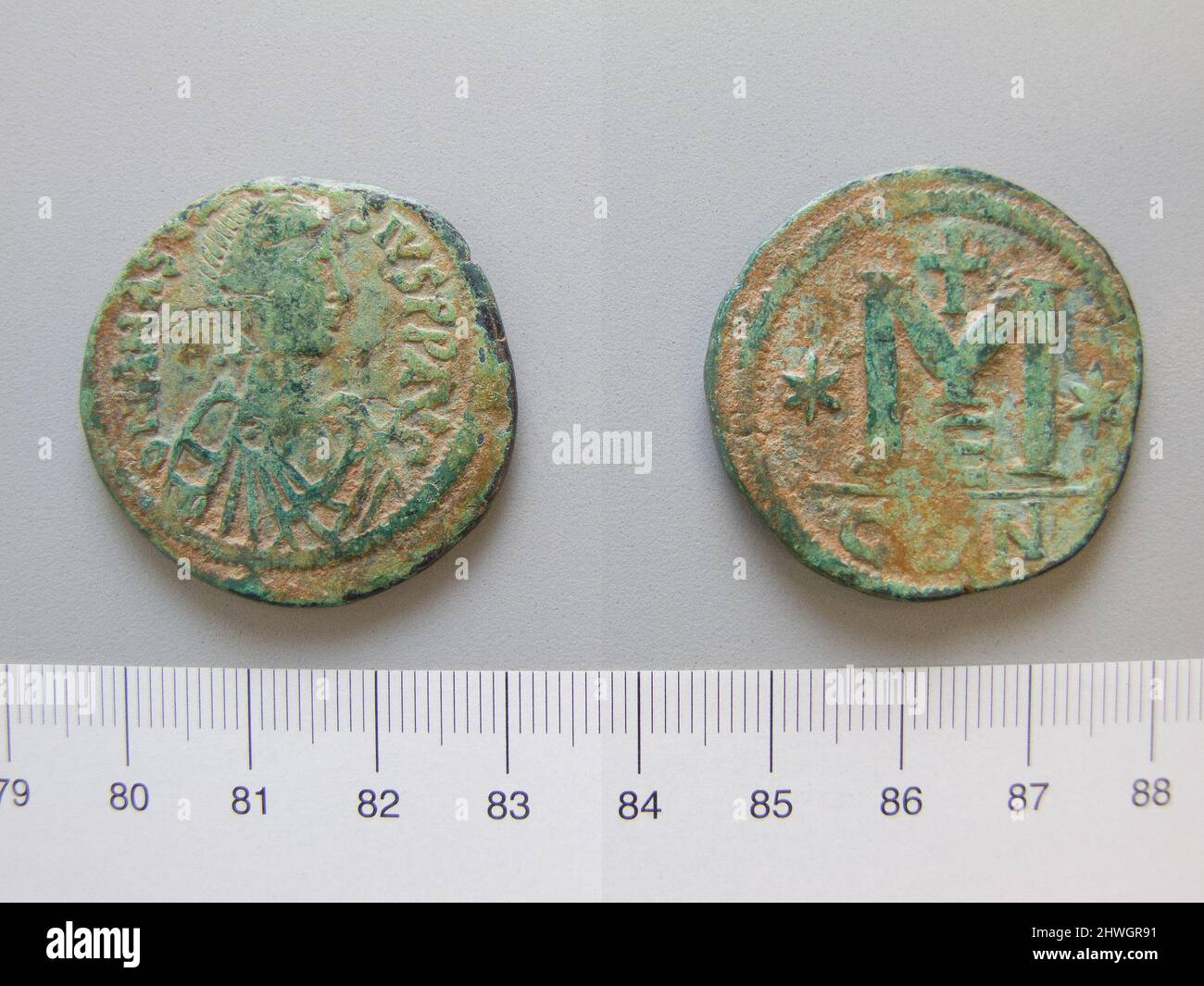 Follis (40 Nummi) of Anastasius I from Constantinople. Ruler ...