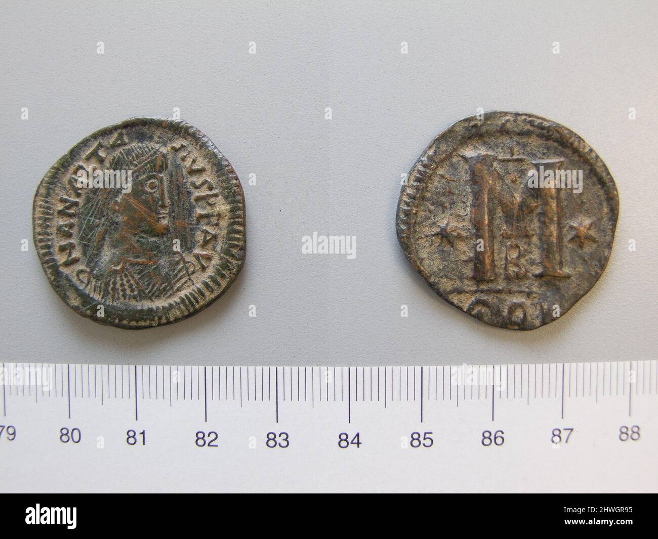 Follis (40 Nummi) of Anastasius I from Constantinople. Ruler ...