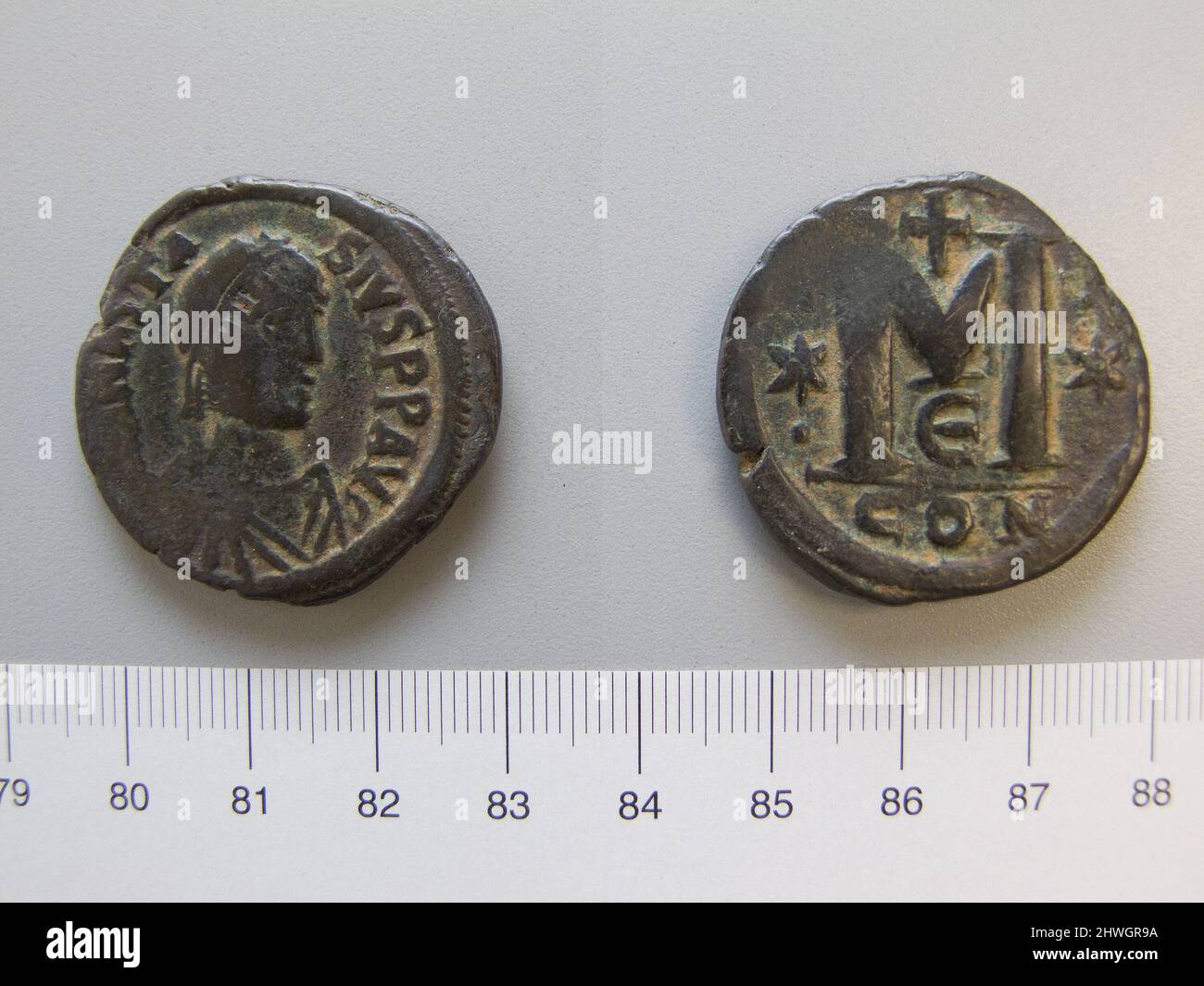 Follis (40 Nummi) of Anastasius I from Constantinople. Ruler ...