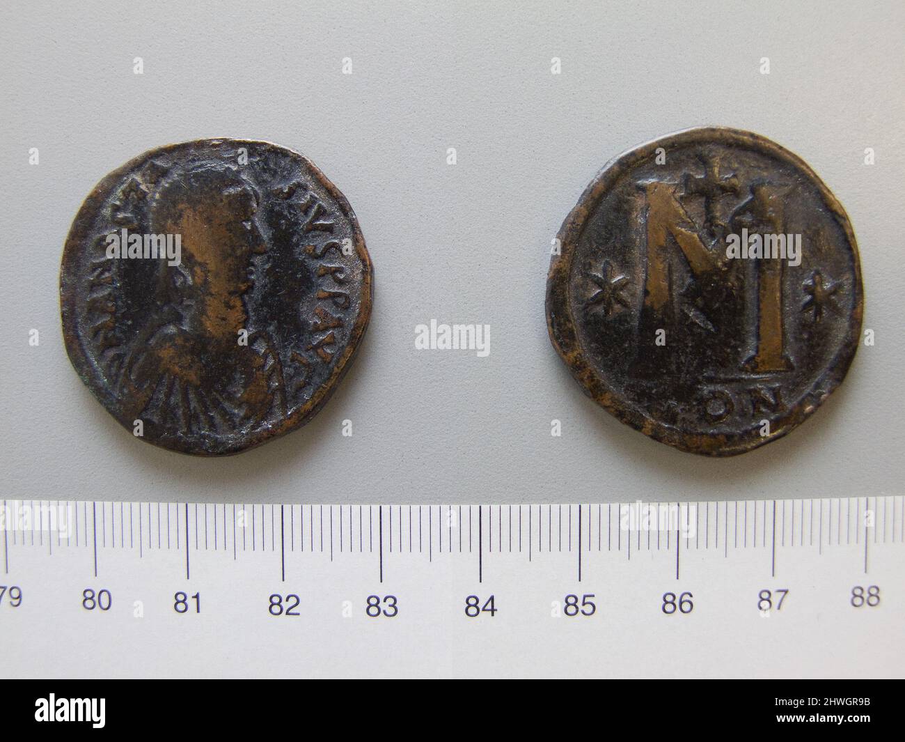 Follis (40 Nummi) of Anastasius I from Constantinople. Ruler ...