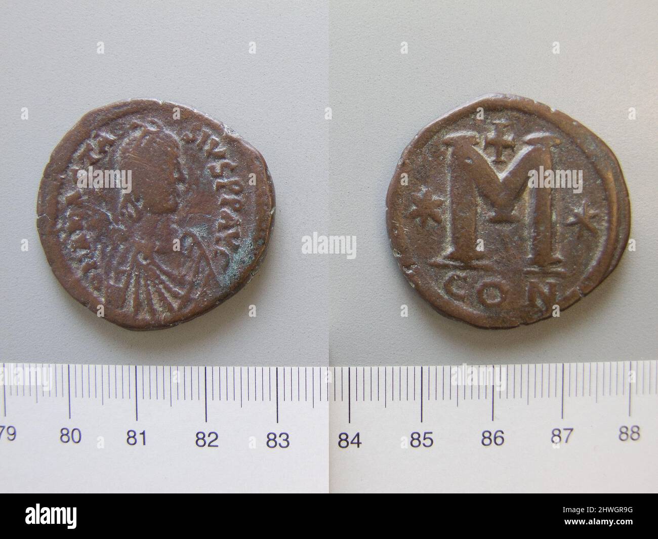 Follis (40 Nummi) of Anastasius I from Constantinople. Ruler ...