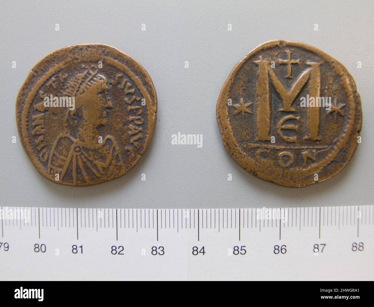 Follis (40 Nummi) of Anastasius I from Constantinople. Ruler ...