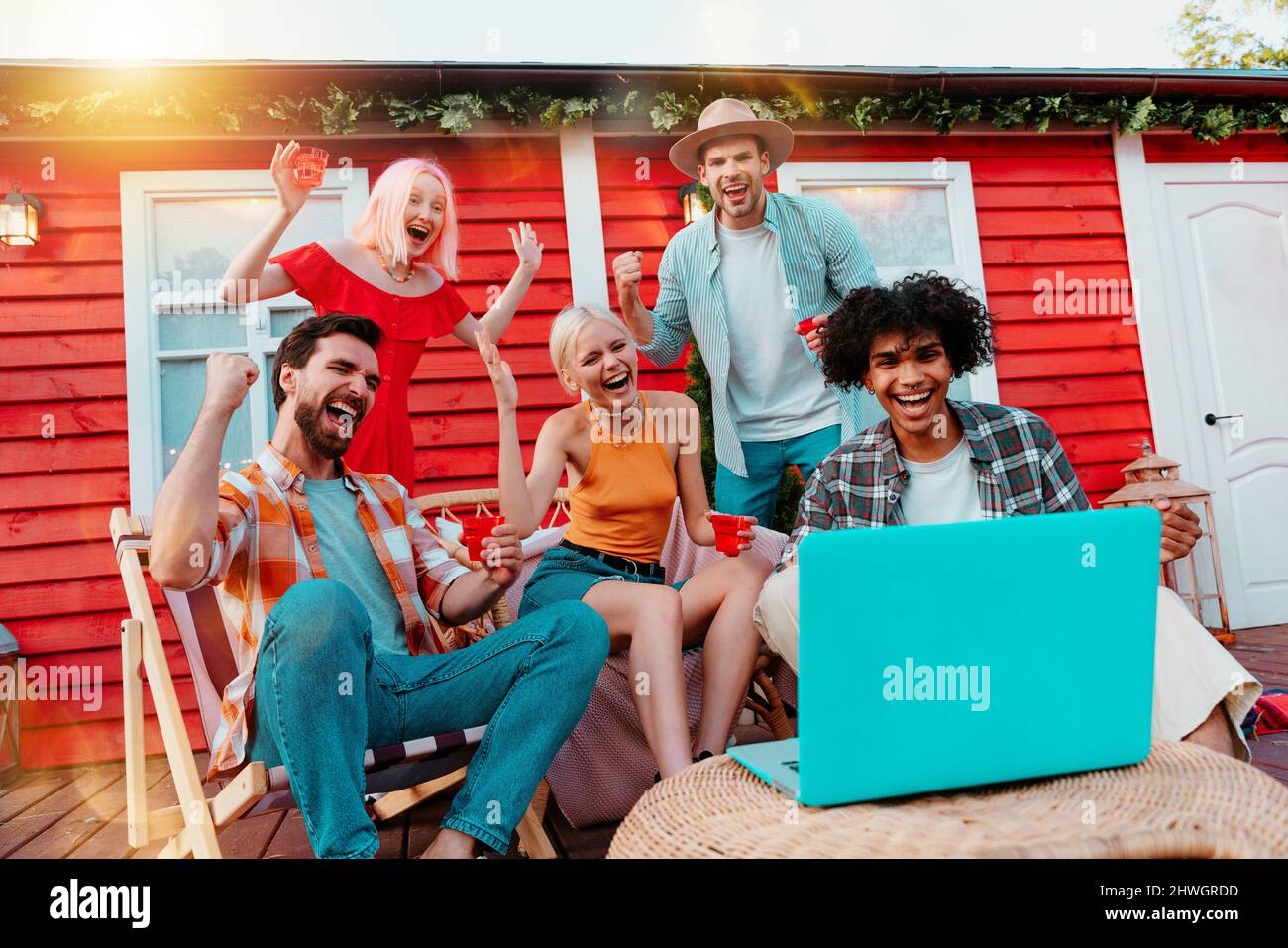 Group of friends football game hi-res stock photography and images - Alamy