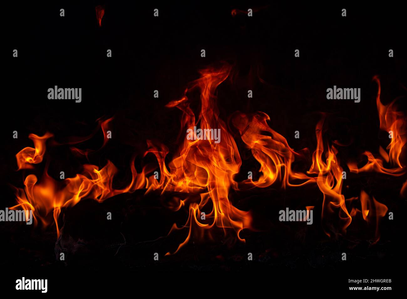 Fire blaze flames on black background. Fire burn flame isolated ...