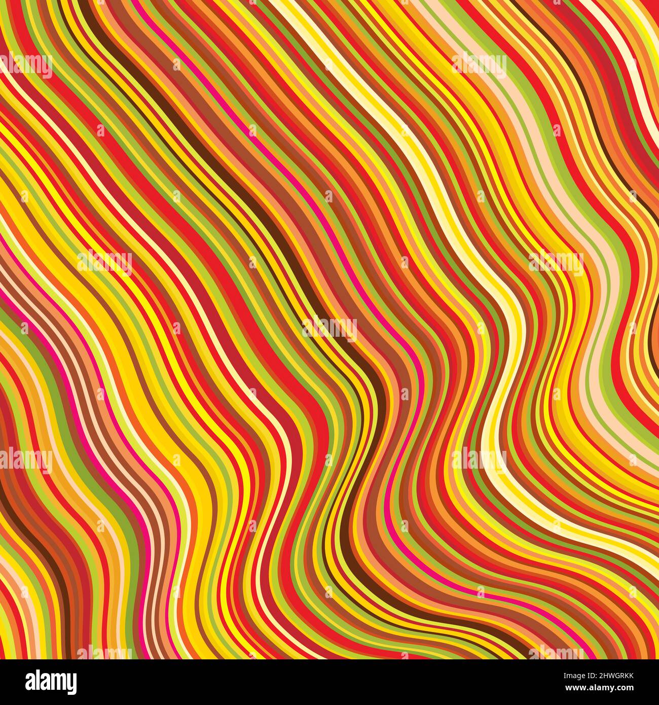 Distorted wavy waving lines, stripes abstract colorful vector texture ...