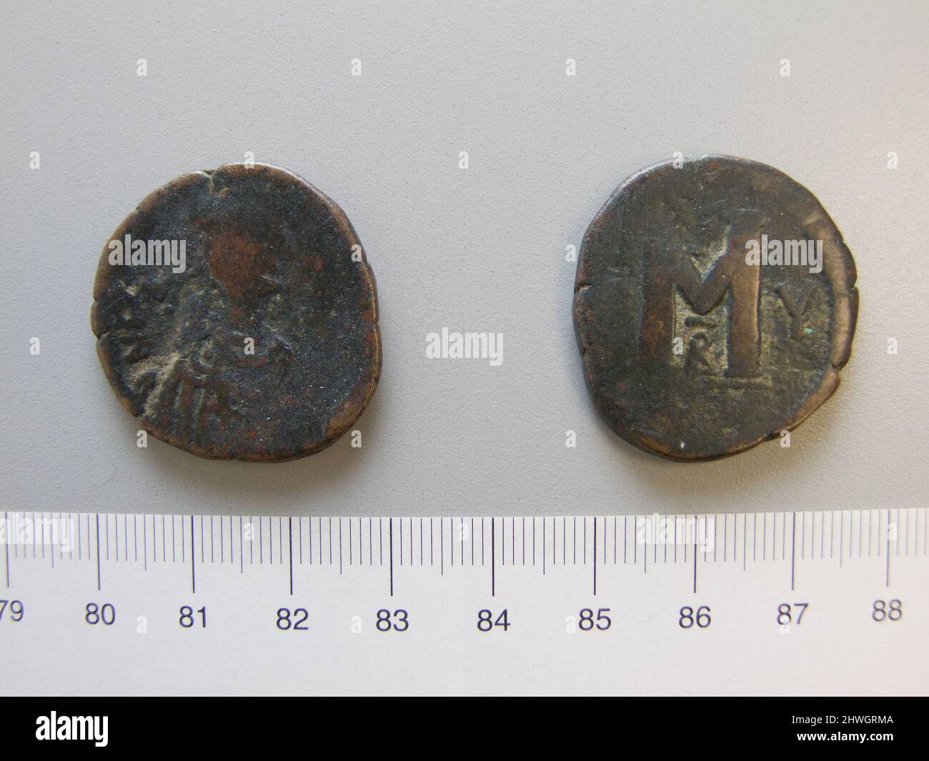 Follis (40 Nummi) of Justin I, Emperor of Byzantium from Cyzicus. Ruler ...