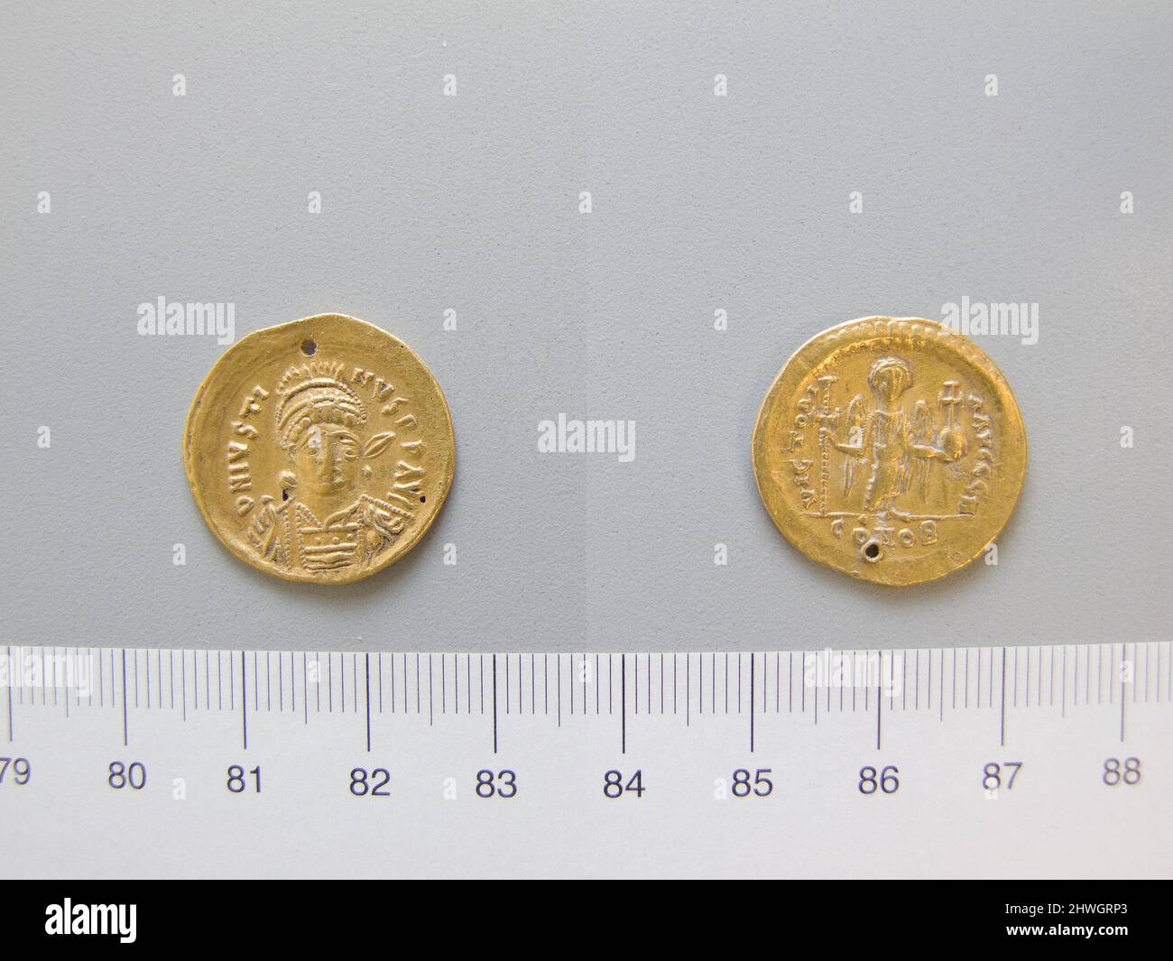 Solidus of Justin I, Emperor of Byzantium from Constantinople. Ruler ...