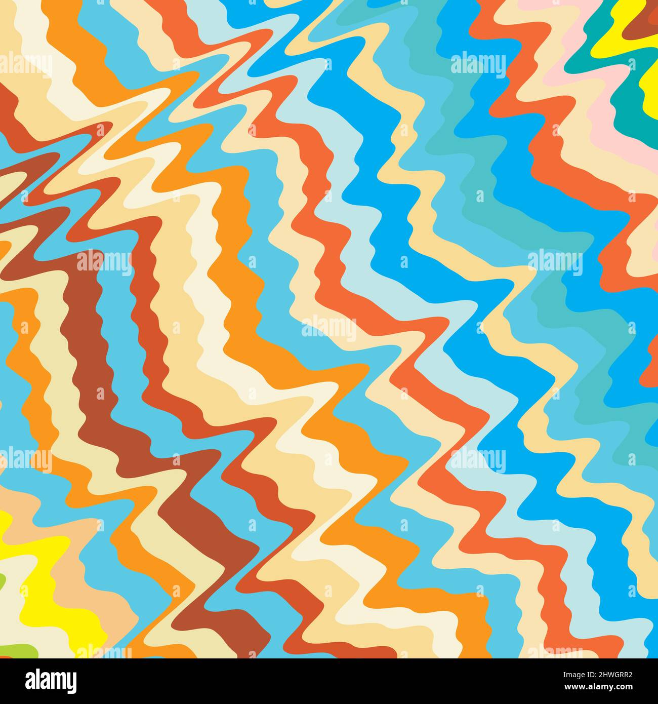 Distorted wavy waving lines, stripes abstract colorful vector texture ...