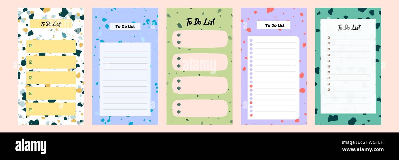 Set collection of colorful to do check list blank daily weekly planner ...