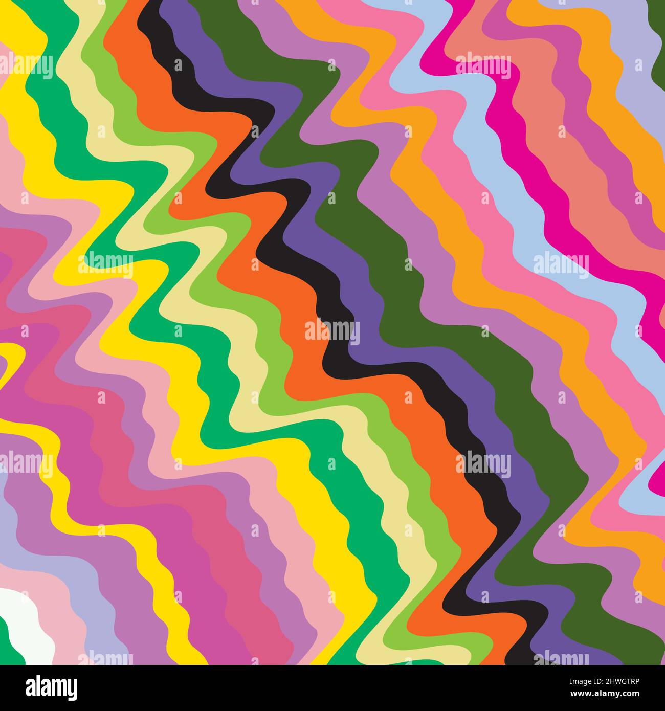 Distorted wavy waving lines, stripes abstract colorful vector texture ...