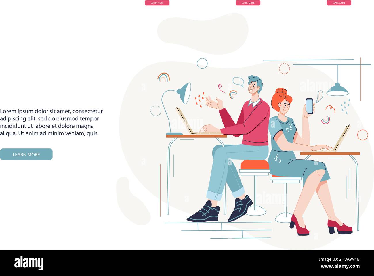 Website template on topic of coworking center with business people ...