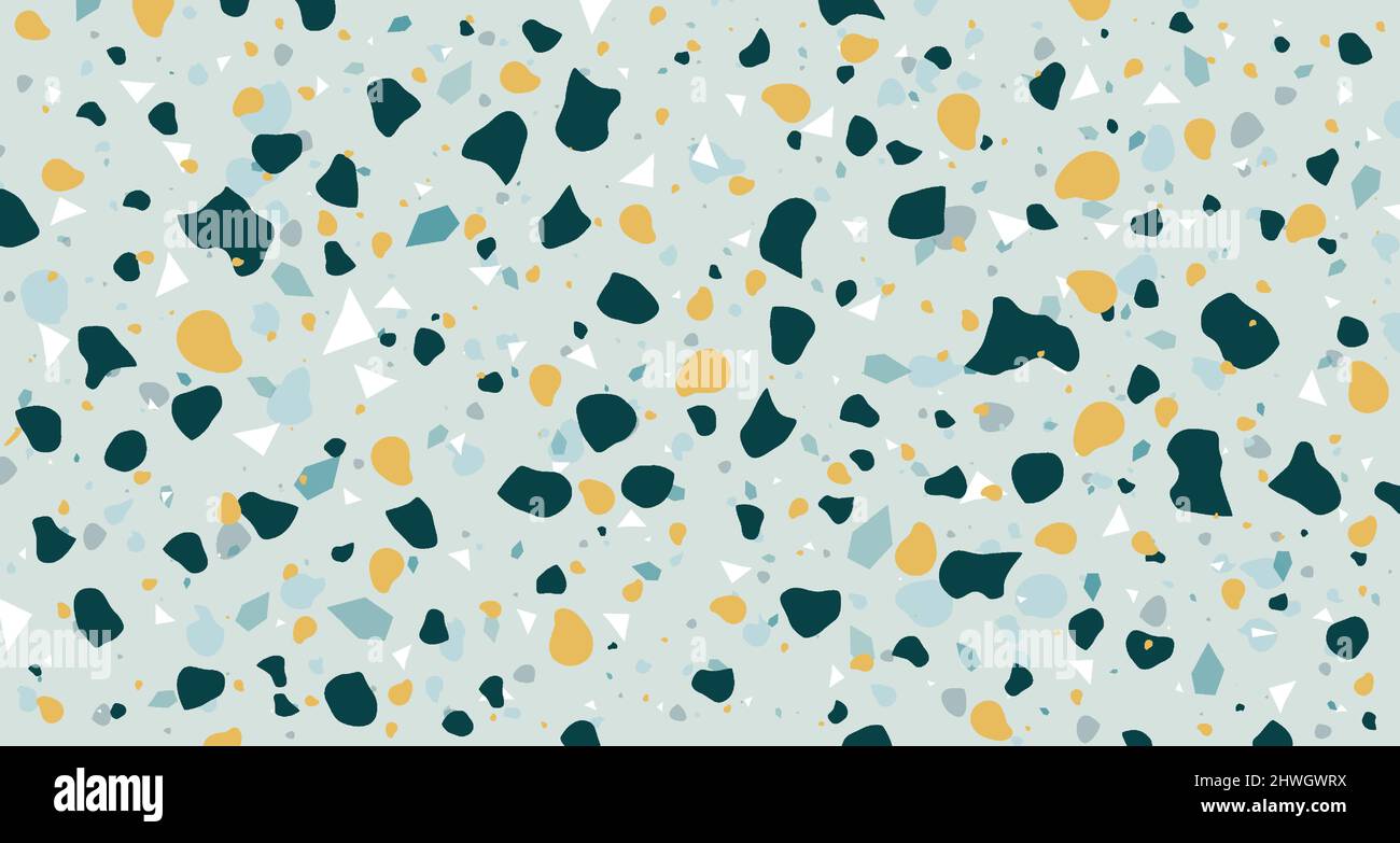 Venetian terrazzo seamless stone fragments pattern in green mint yellow ...