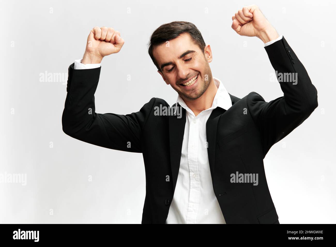 Black man fist above head hi-res stock photography and images - Alamy