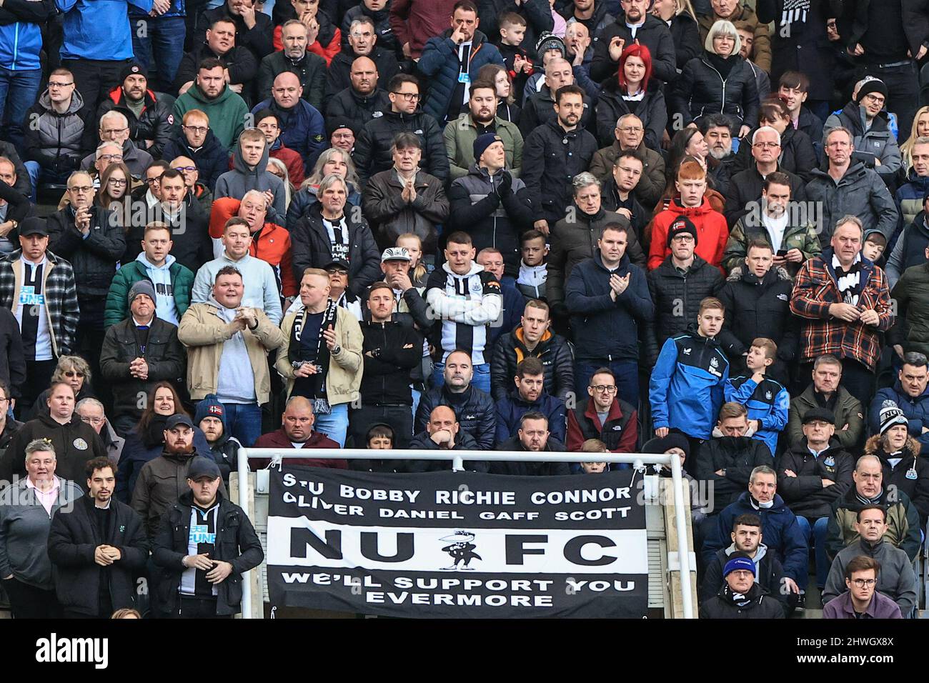 Newcastle fans during the game Stock Photo - Alamy