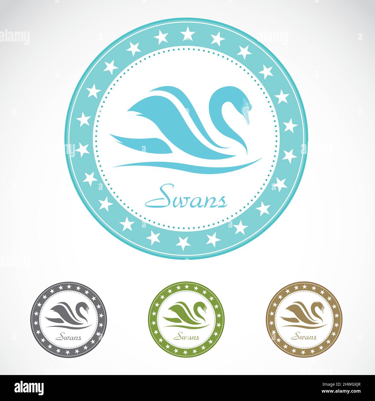 Set of vector swan label on white background. Easy editable layered ...