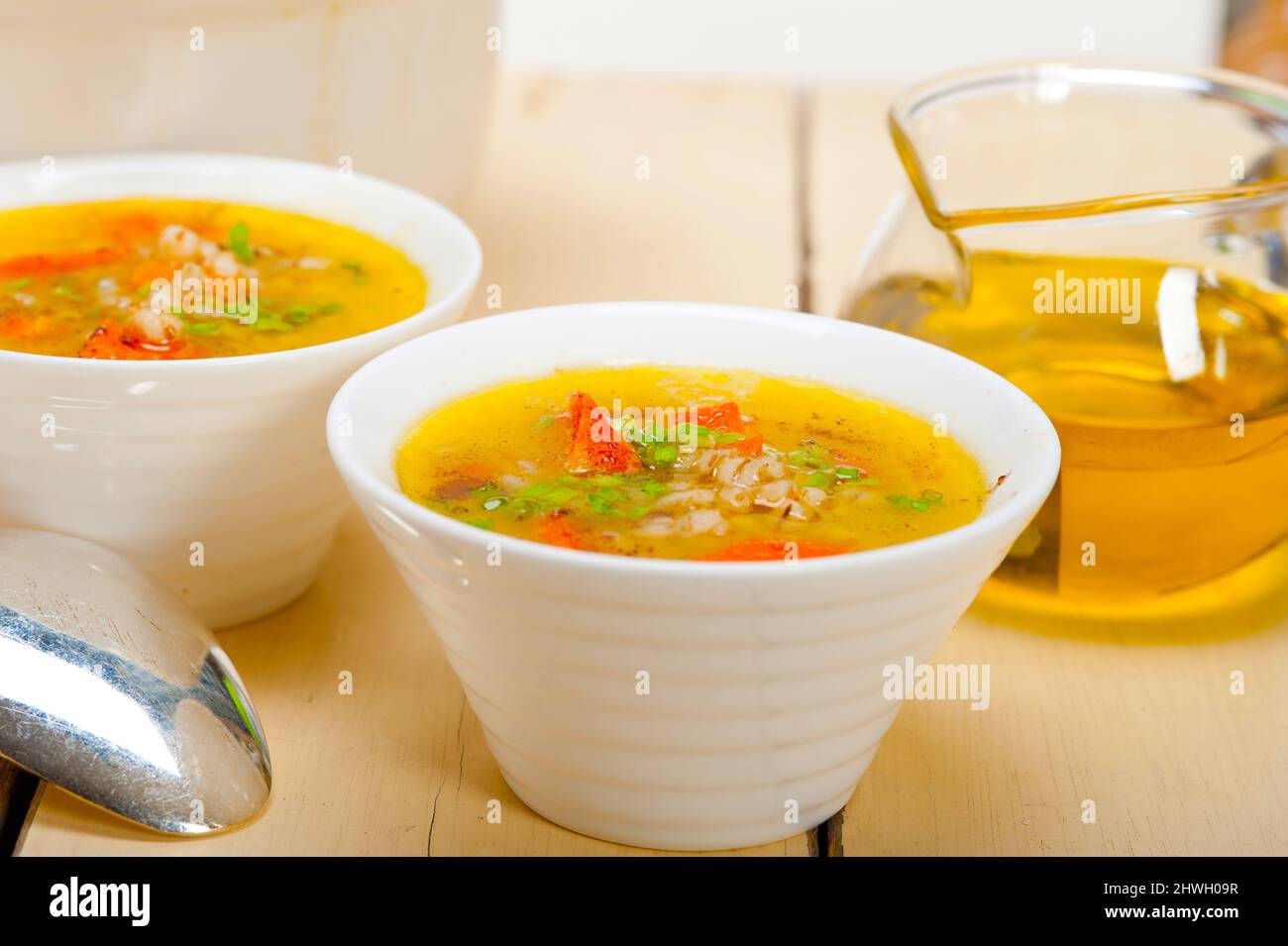 traditional Syrian barley broth soup Aleppo style called talbina or ...