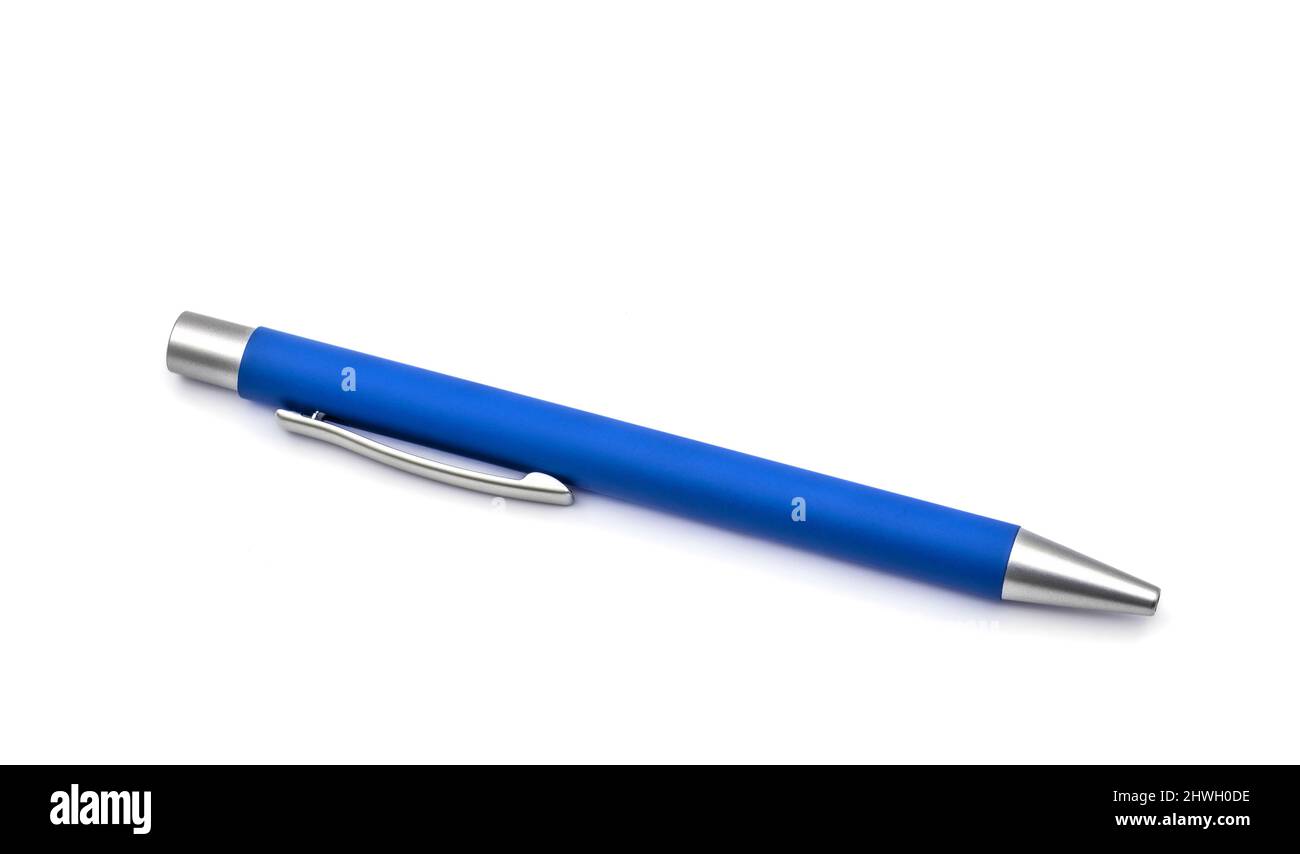 Blue pen isolated on white background Stock Photo - Alamy