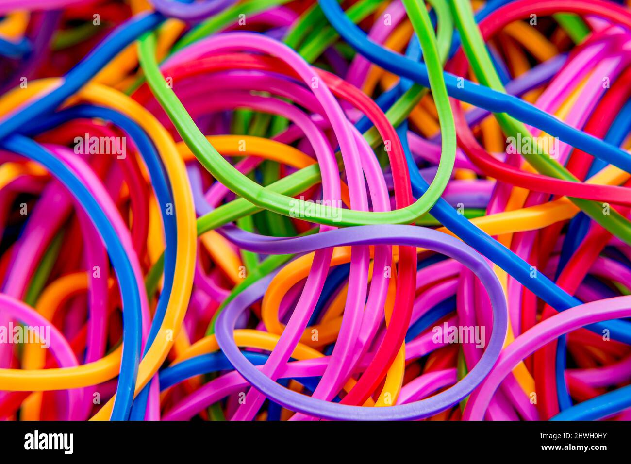 Colorful rainbow colors rubber bands Stock Photo - Alamy