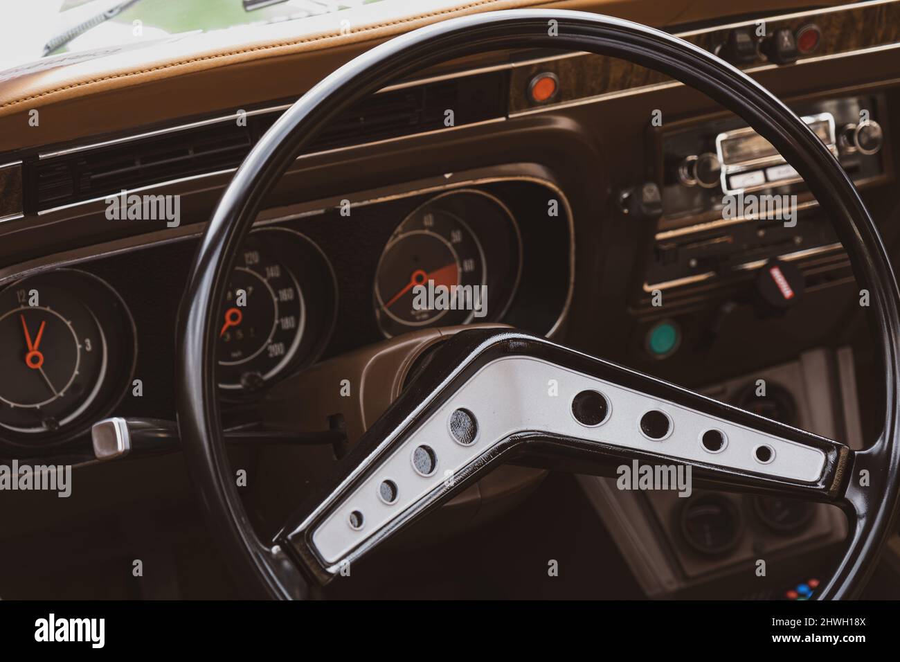 on board an old vintage car Stock Photo - Alamy