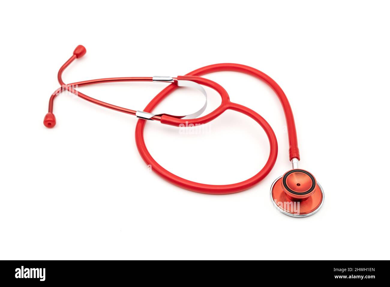 red stethoscope on isolated white background with copyspace Stock Photo ...
