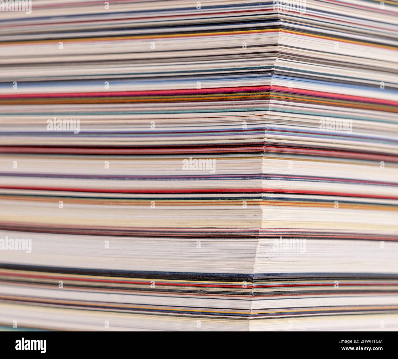 sheets of paper of various colors and thicknesses, cross section Stock ...