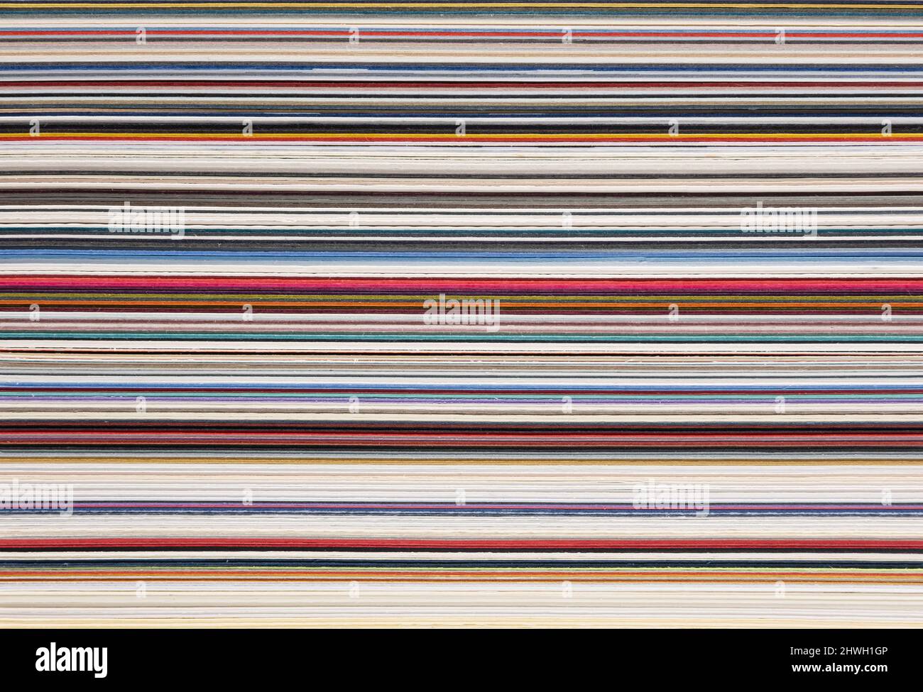 sheets of paper of various colors and thicknesses, cross section Stock ...