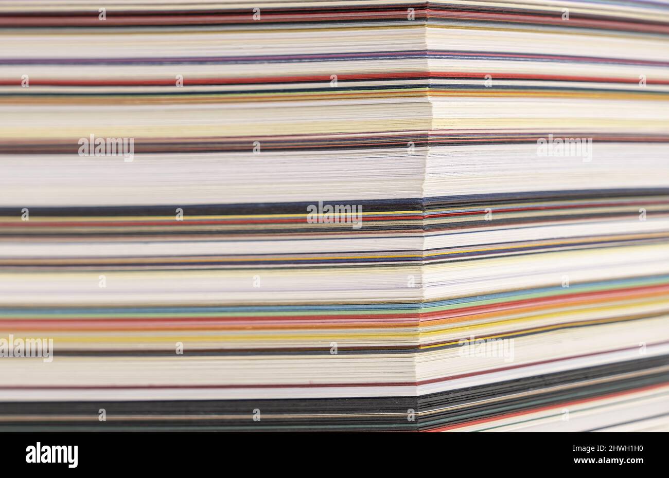 sheets of paper of various colors and thicknesses, cross section Stock ...