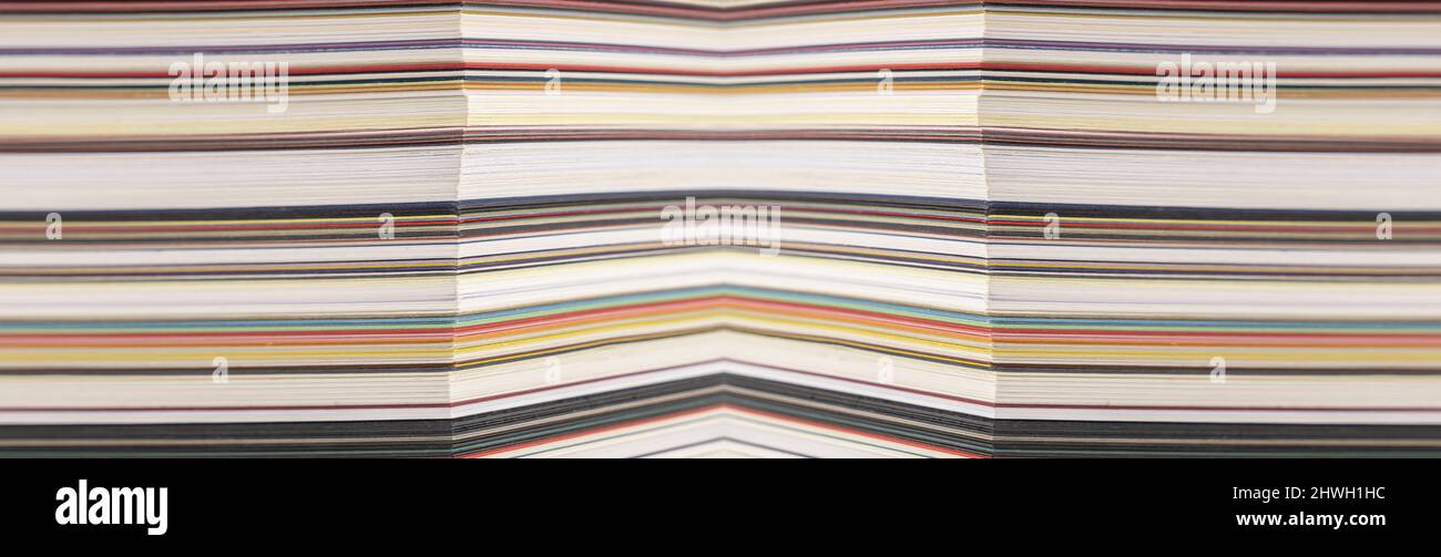 sheets of paper of various colors and thicknesses, cross section Stock ...