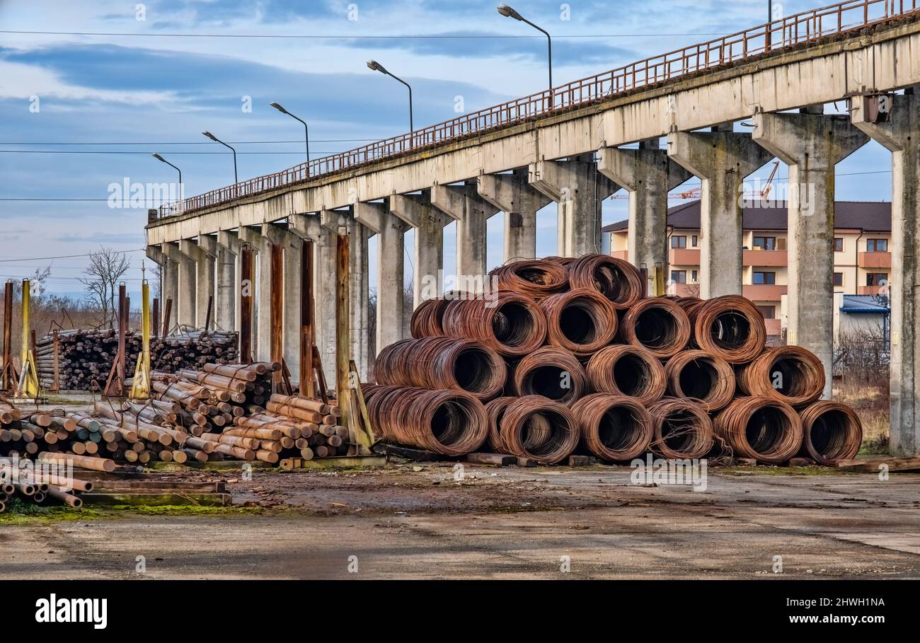 The rust steel on the yard of Steel factory Stock Photo - Alamy