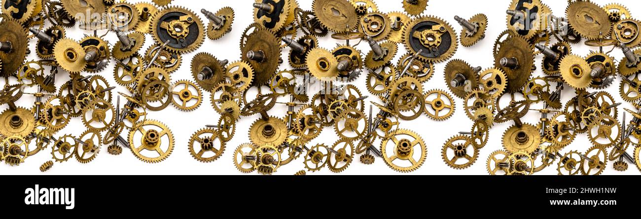 Vintage cogs gears wheels collection set on white background Stock ...