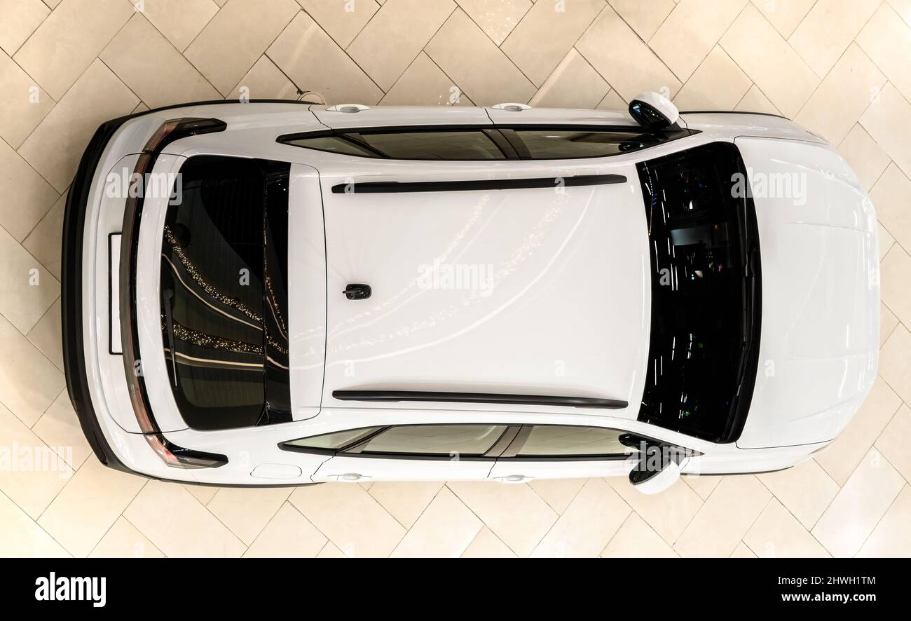 white car view from above road Stock Photo - Alamy