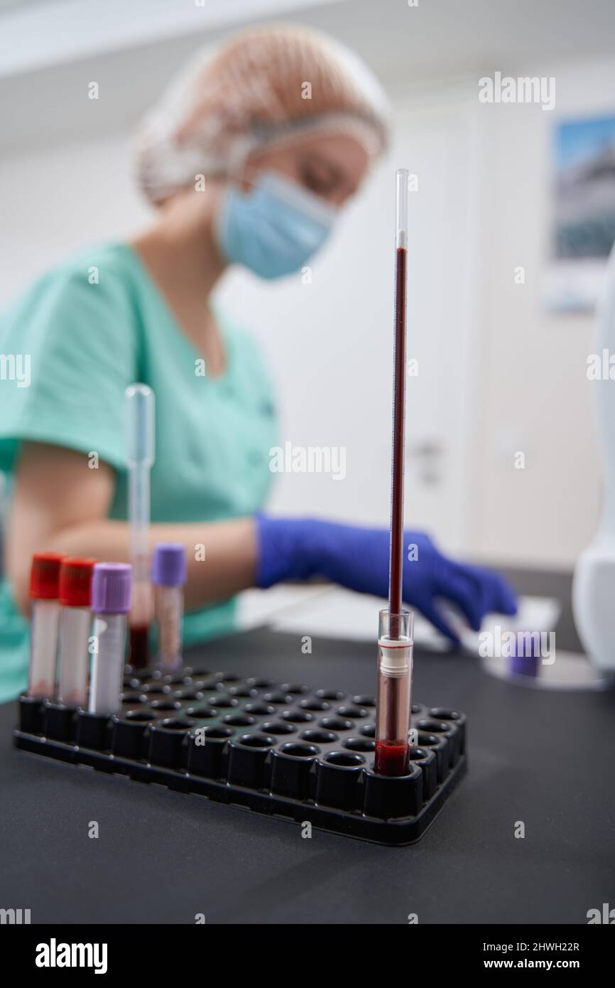 Working day of nurse in the laboratory Stock Photo - Alamy