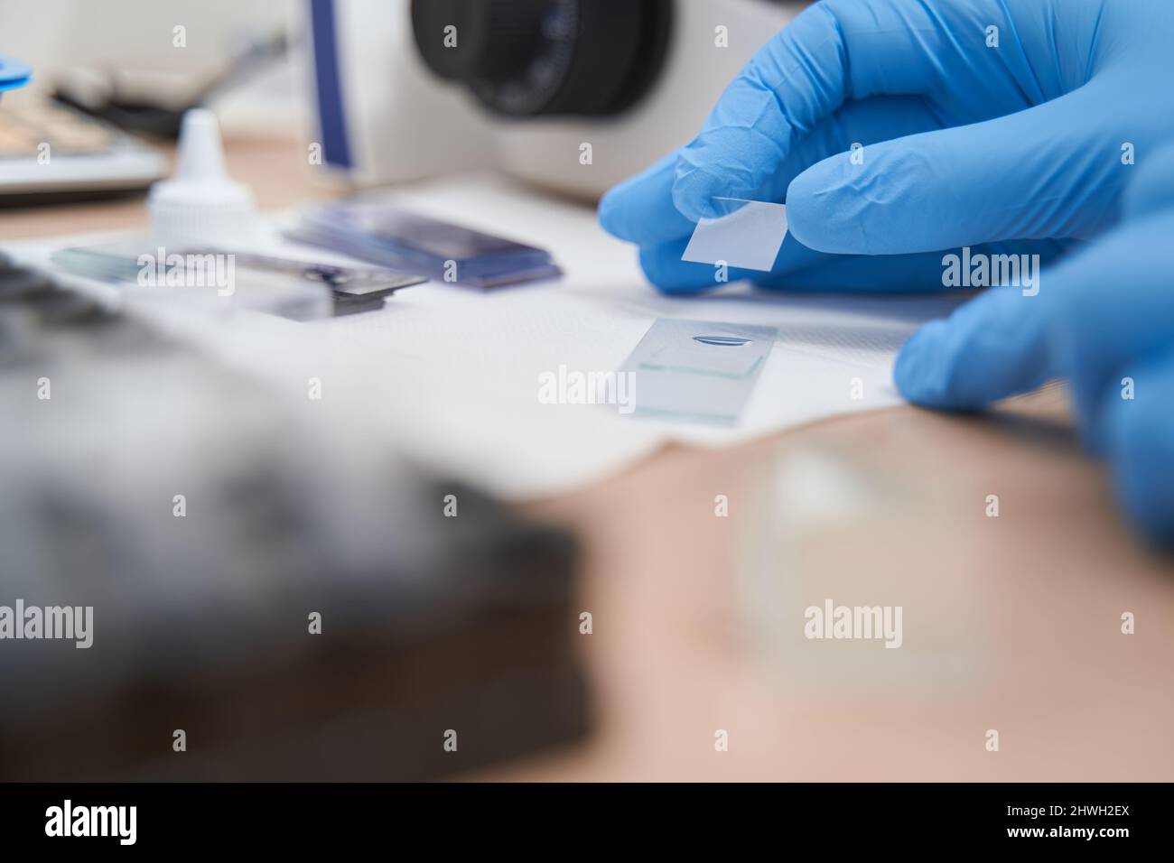 Close-up photo of doctor making tests in the laboratory Stock Photo - Alamy