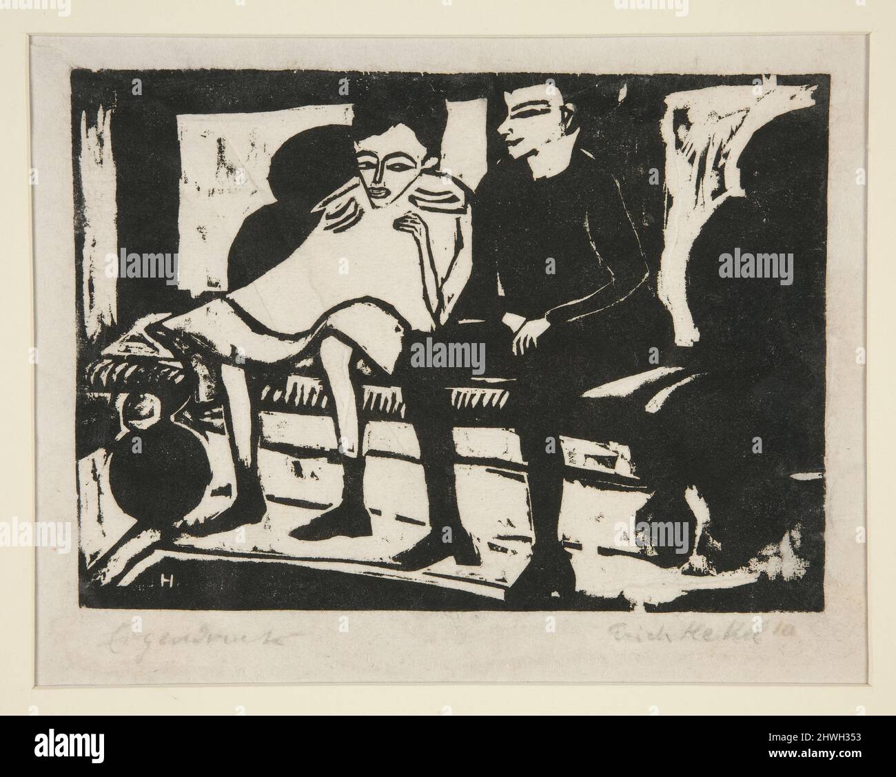 Kinder auf der Bank (Children on a Bench). Artist: Erich Heckel, German ...