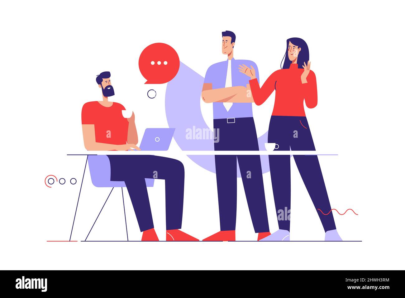 Vector illustration on the subject of coffee break and communication ...