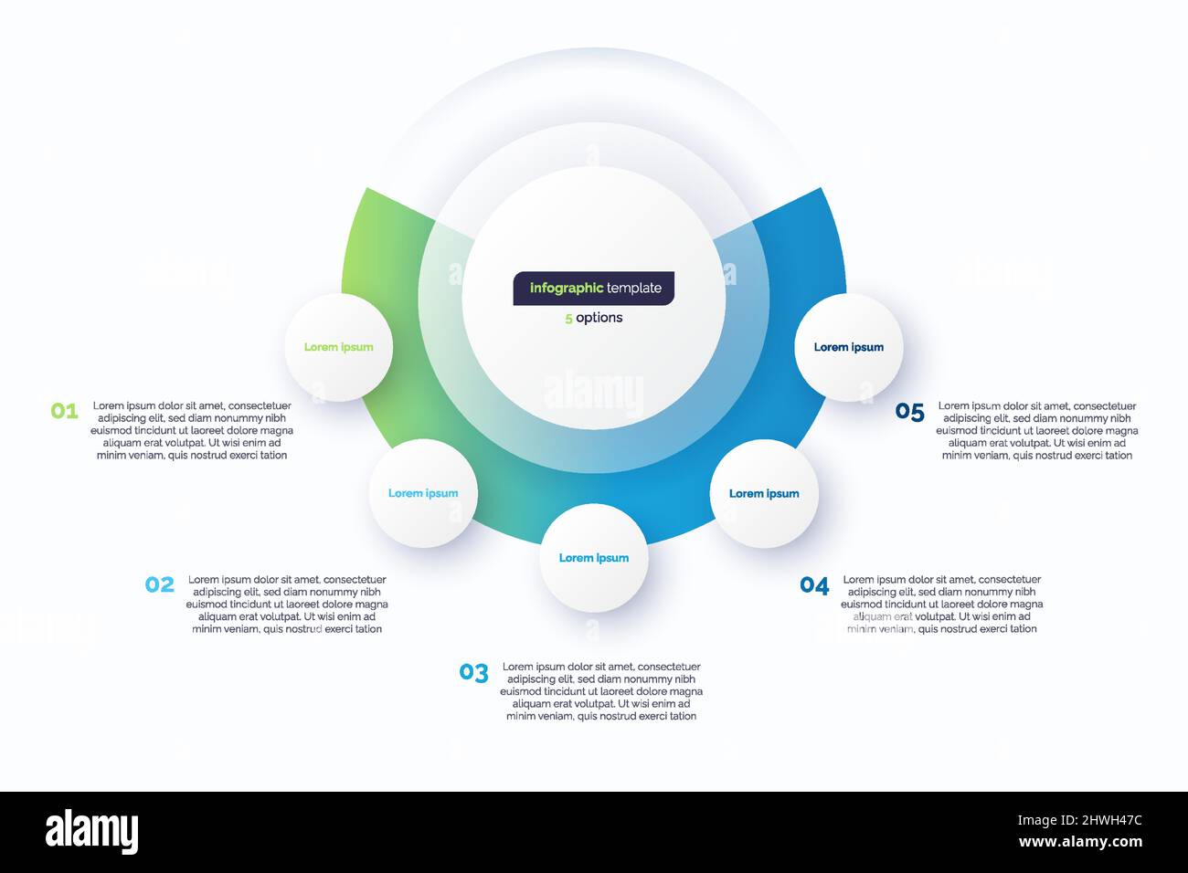 Five option circle infographic design template. Vector illustration ...