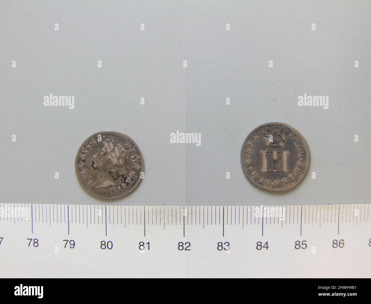 Threepence of King James II from London. Ruler: James II, King of ...