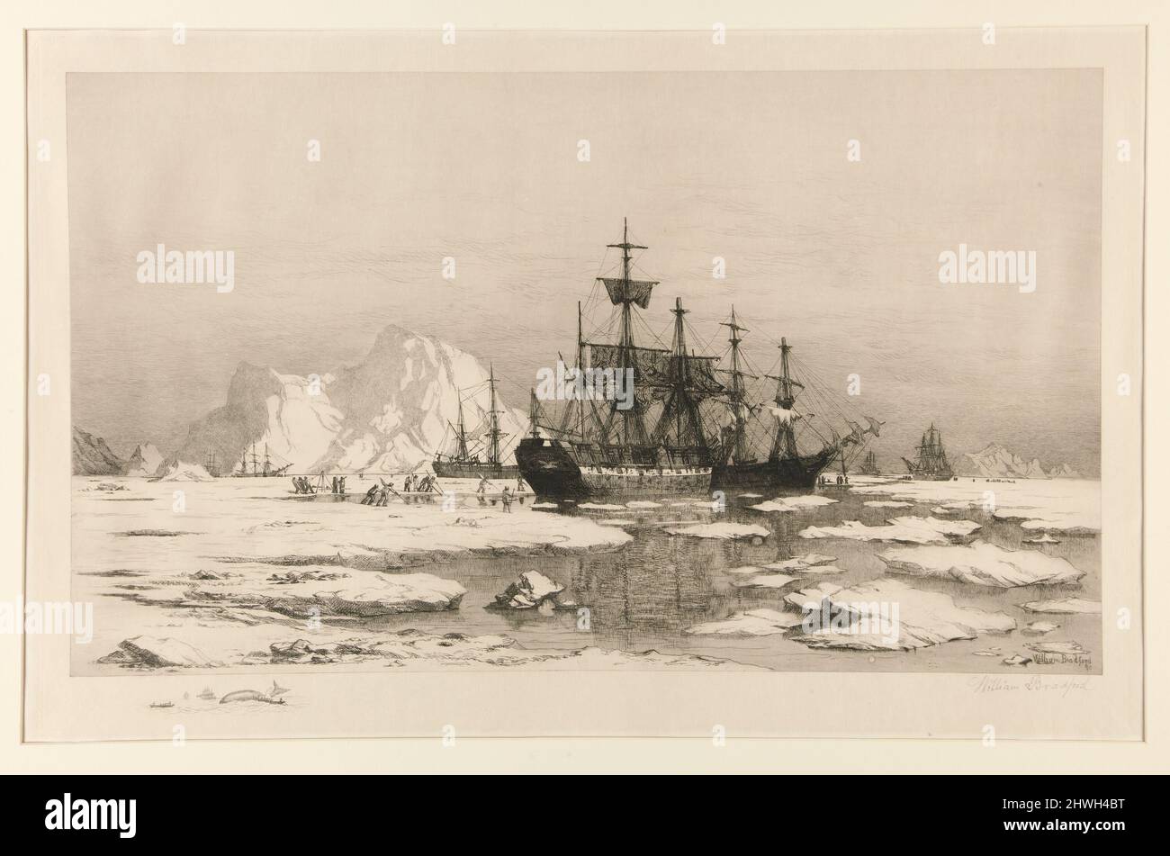 Sealers in the Arctic, after the painting: Among the Ice Floes, 1875. Artist: William Bradford ...