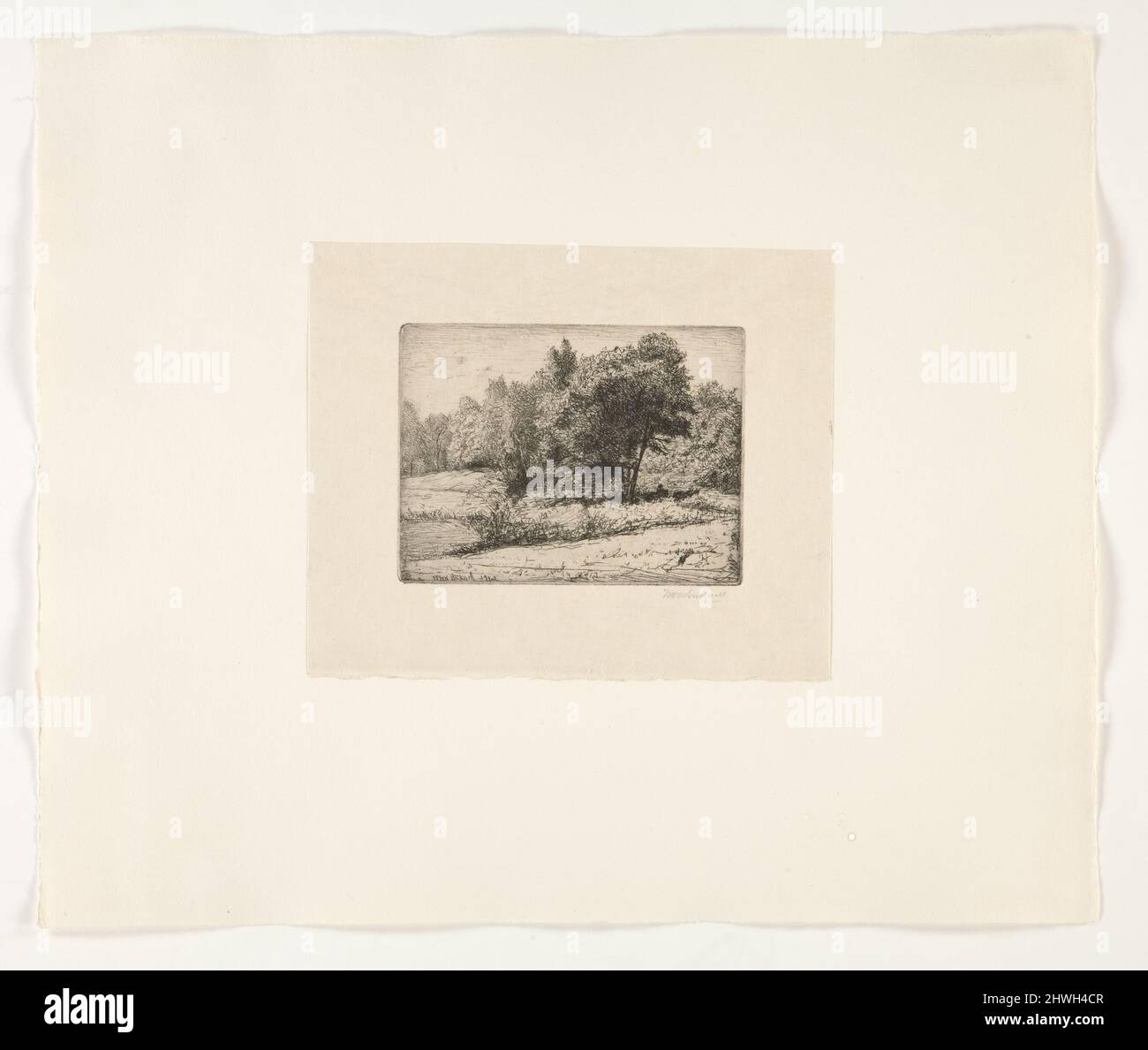 Untitled Landscape (Roadside with pond and horse-drawn carriage ...
