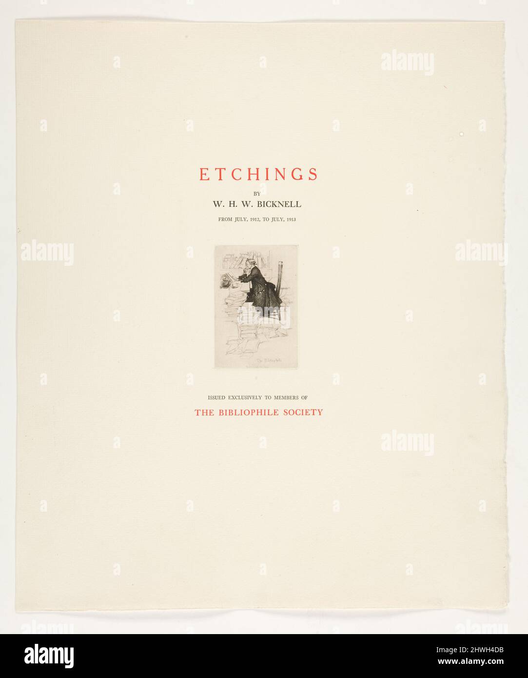 The Bibliophile (title page for etching series by W.H.W. Bicknell ...