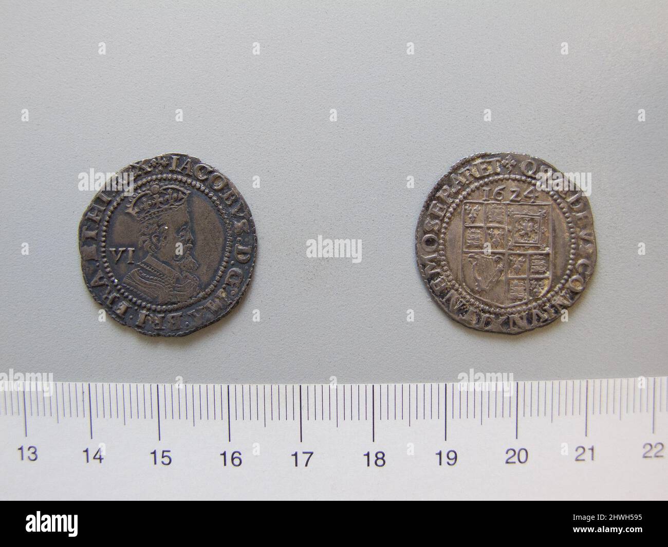 Sixpence of James I, King of England from London. Ruler: James I, King ...